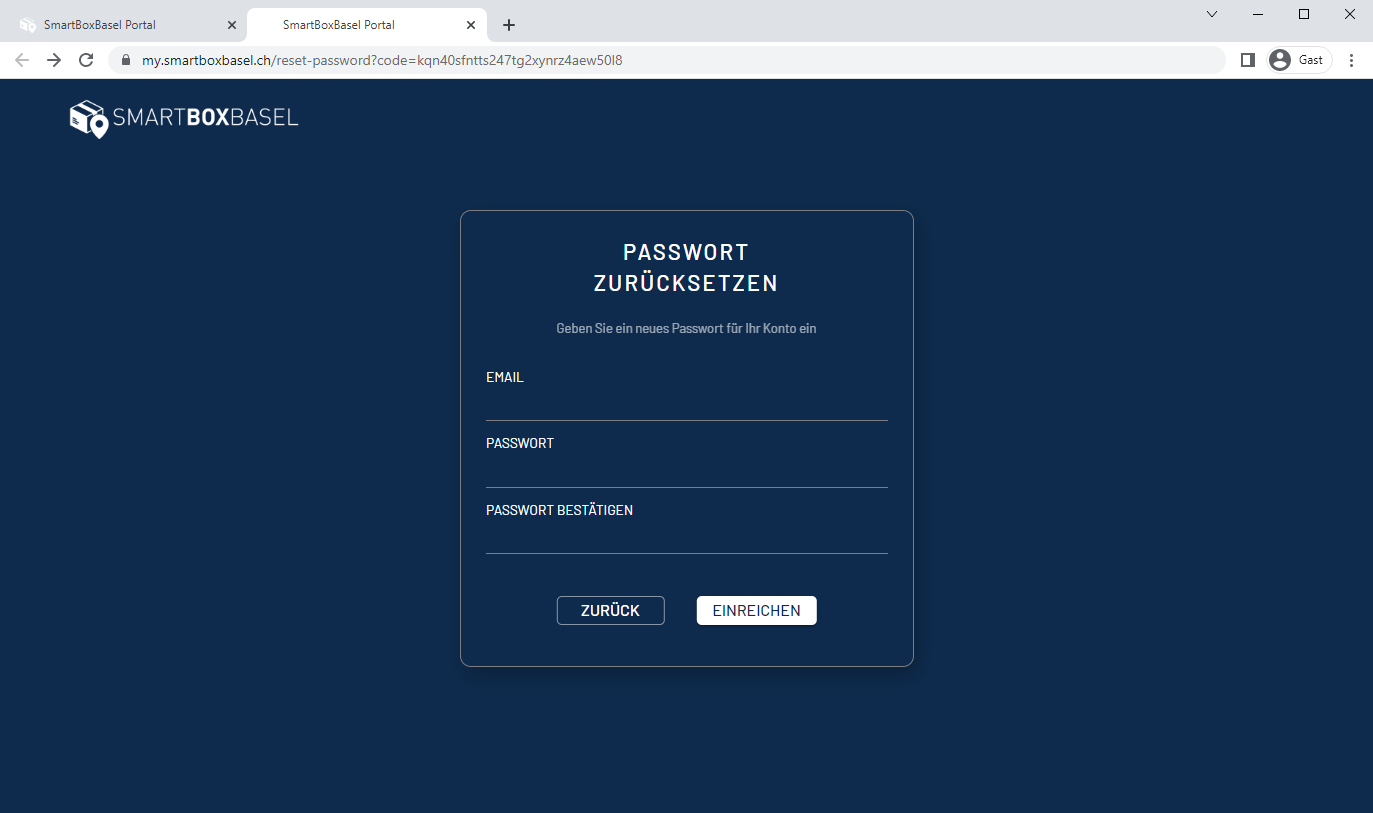 Passwort vergessen | SmartBoxBasel Guides
