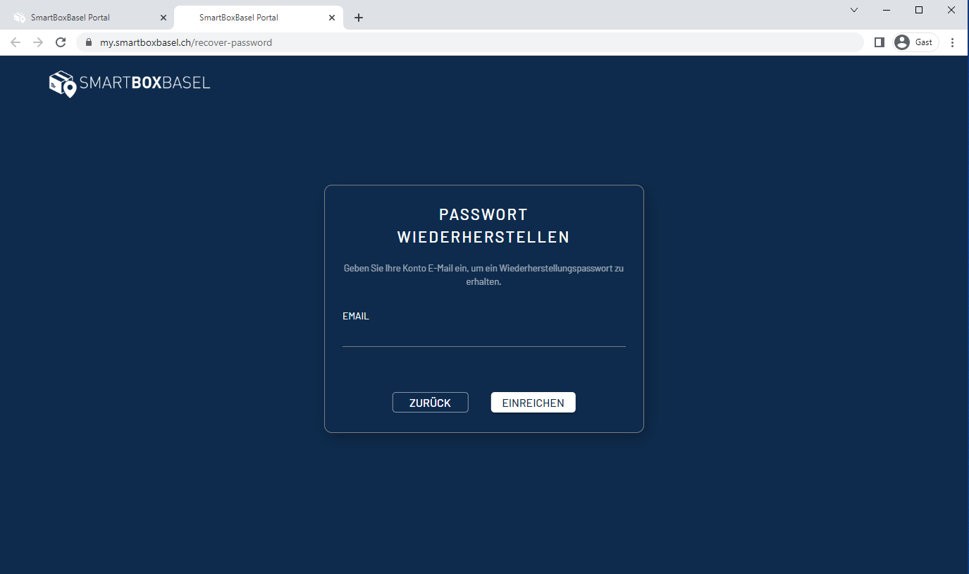 Passwort vergessen | SmartBoxBasel Guides