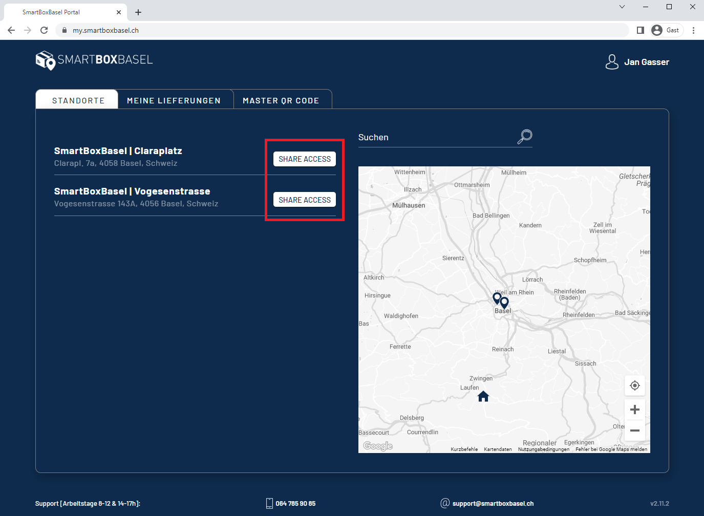 Zugriff teilen | SmartBoxBasel Guides